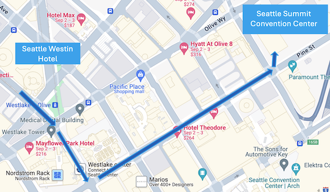 Walking Directions from Seattle Downtown Westin Hotel